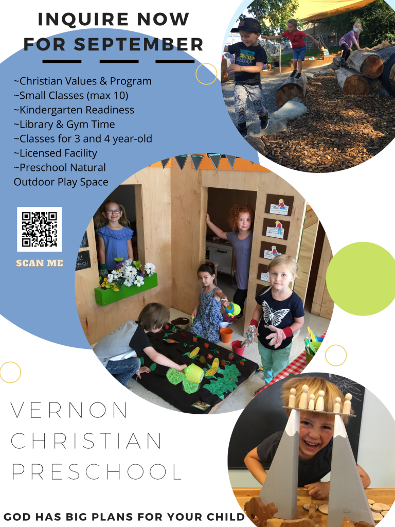 Preschool 2022 Poster - Vernon Christian School
